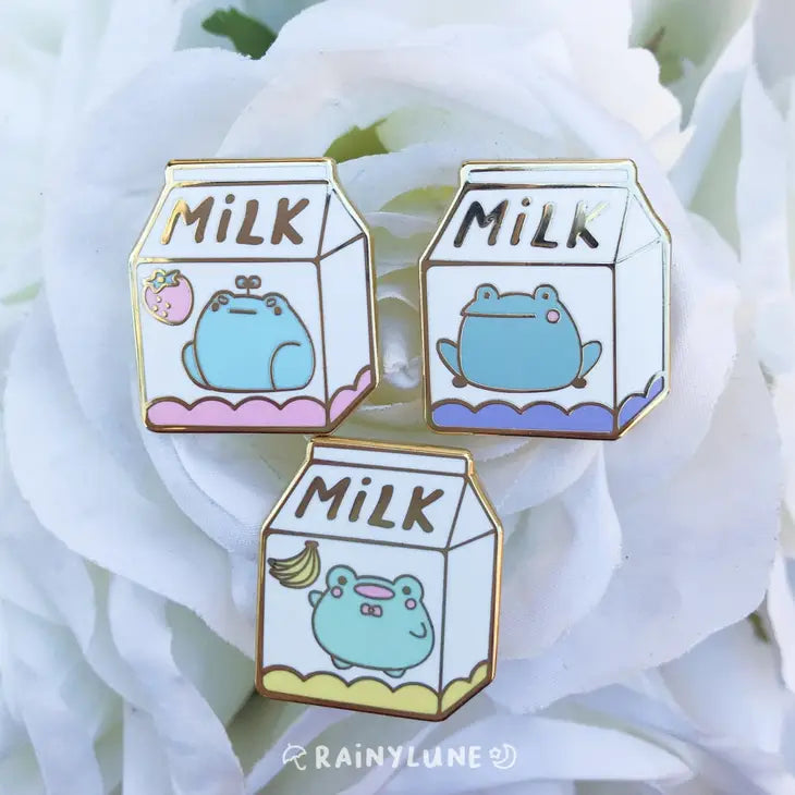 Rainylune Frog Milk Pins | Kawaii Gifts | Enamel Pins | Cute Gift Ideas ...